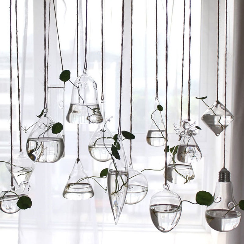 Spring hue Flower Hanging Vase Glass Planter Plant Terrarium Container ...