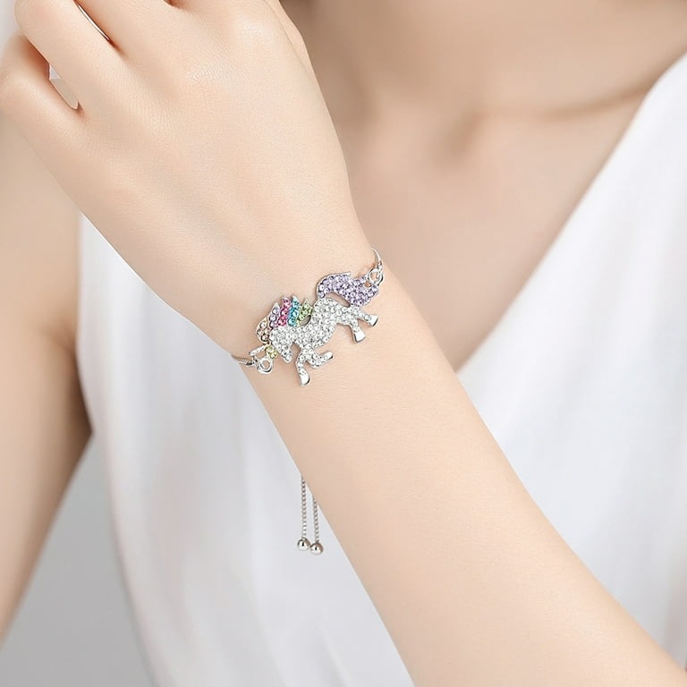 Multi Colored Swarovski Crystal Unicorn Adjustable Bracelet