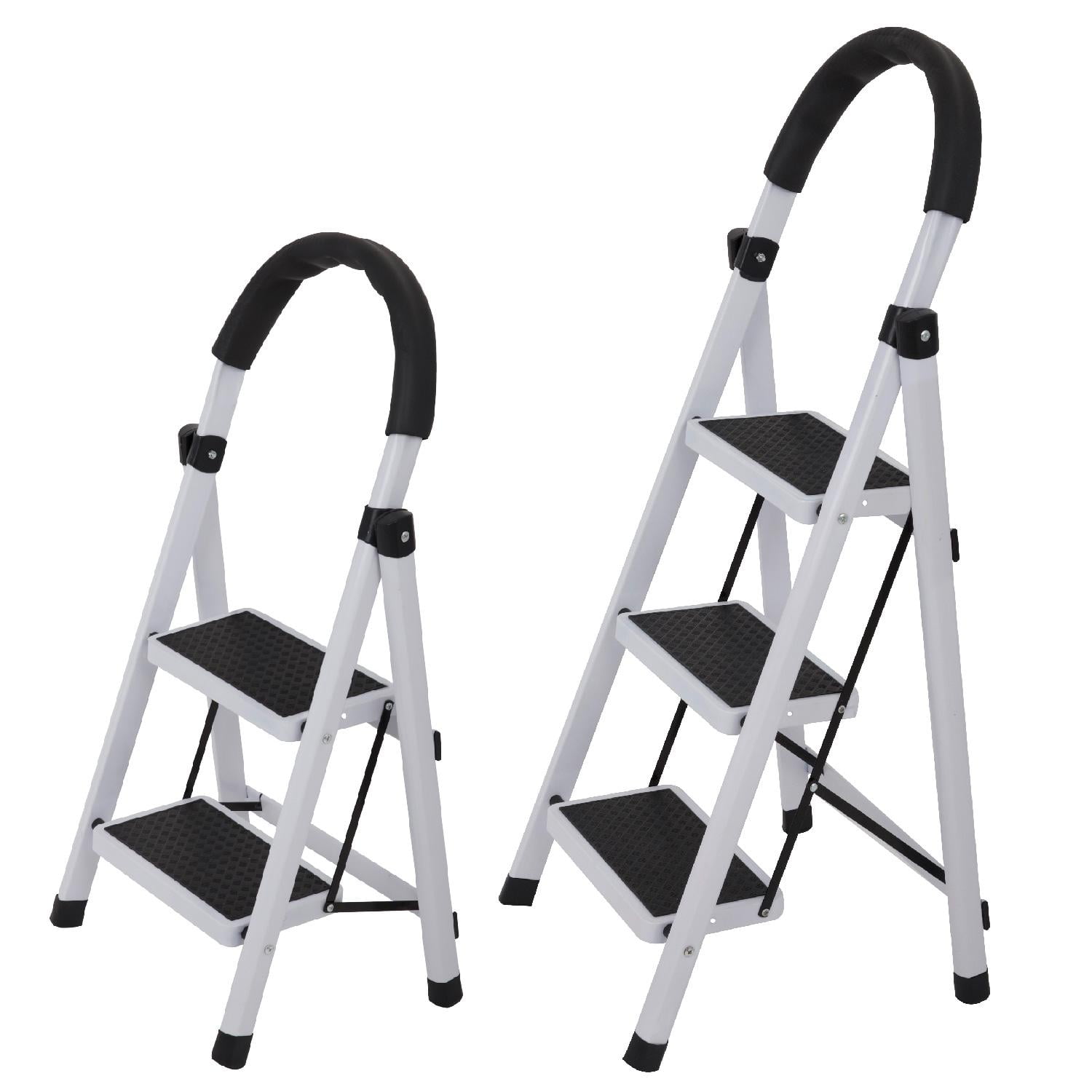 Kit Escaleras Plegables De Acero 2 y 3 Peldaños KingsHouse blanco ...