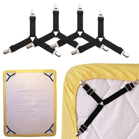 4pcs Triangle Bed Mattress Sheet Clips Grippers Straps Adjustable ...