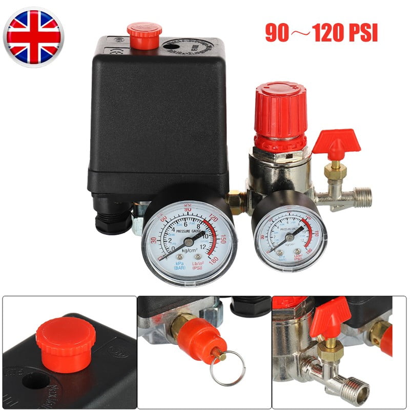 Air Compressor Pressure Switch Control Valve Manifold Regulator Gauge ...