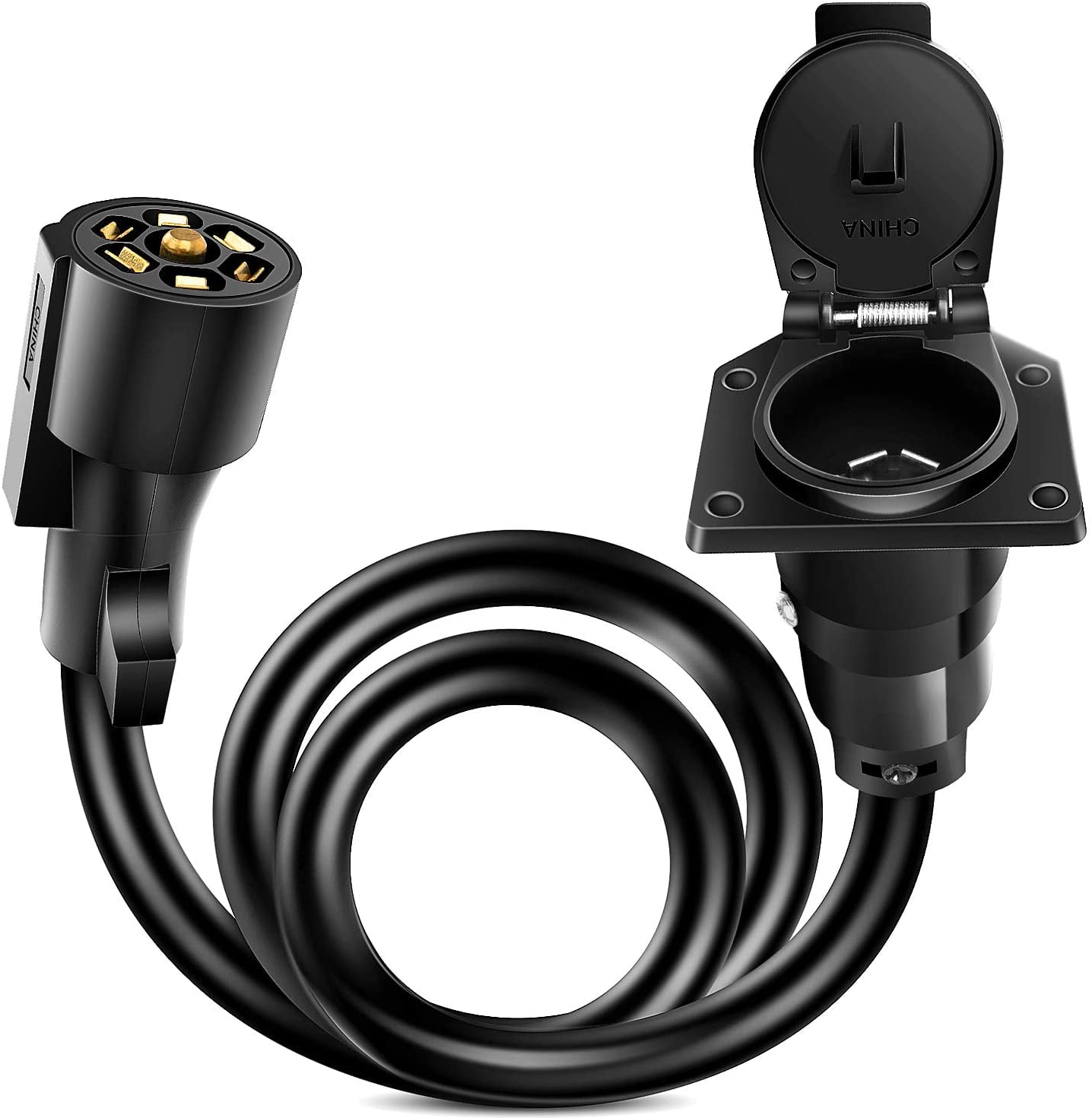 Nilight 7-Way Trailer Plug Socket Extension Cable 3FT Long 10-14 AWG ...