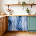 Blue Ink Marble Cabinet Curtains 10" W x 11" L, Coastal Nautical Water ...