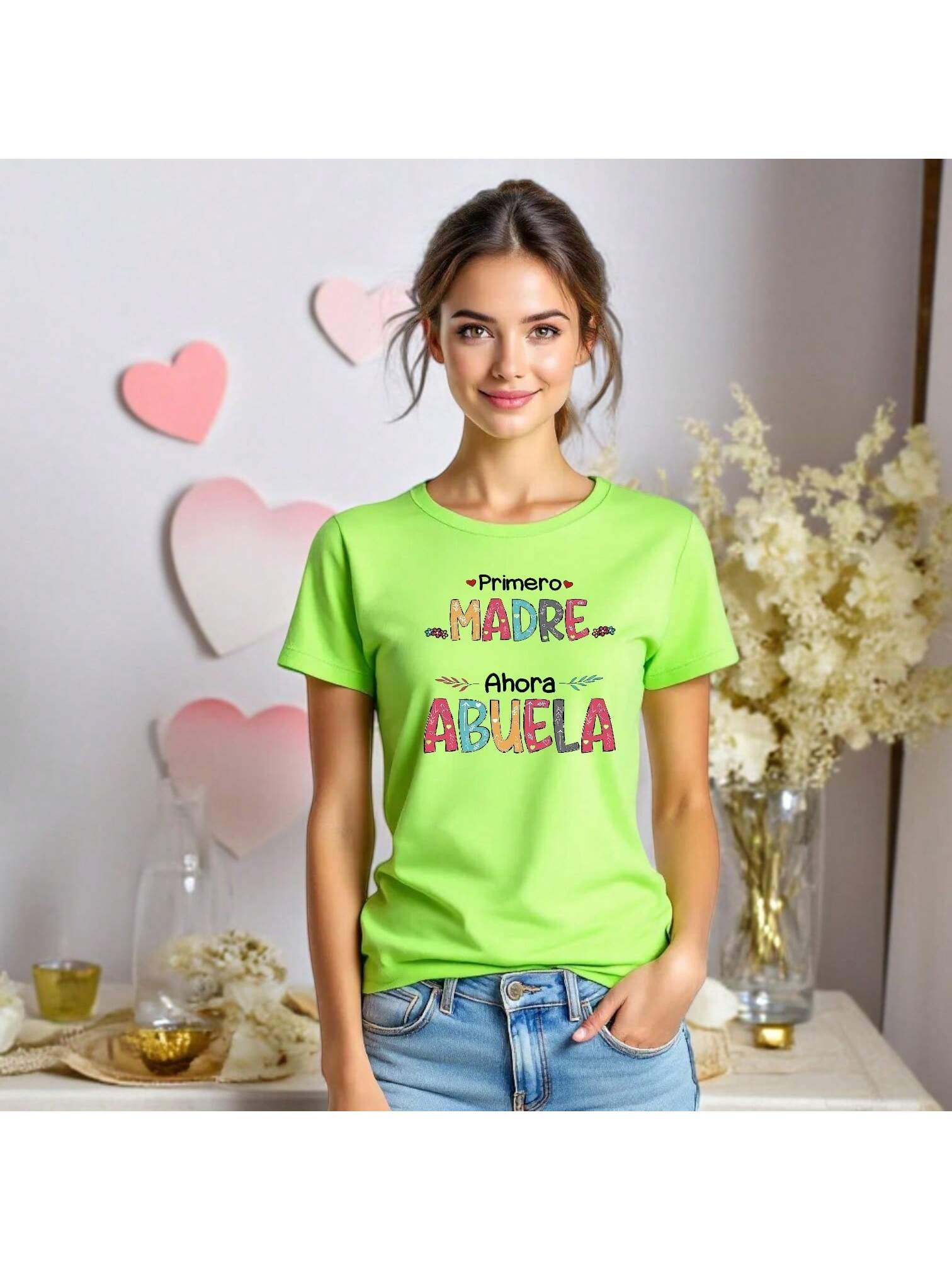 Playera De Primero Madre, Ahora Abuela – Regalo con Amor para Súper Abuelas Color Verde Lima ...