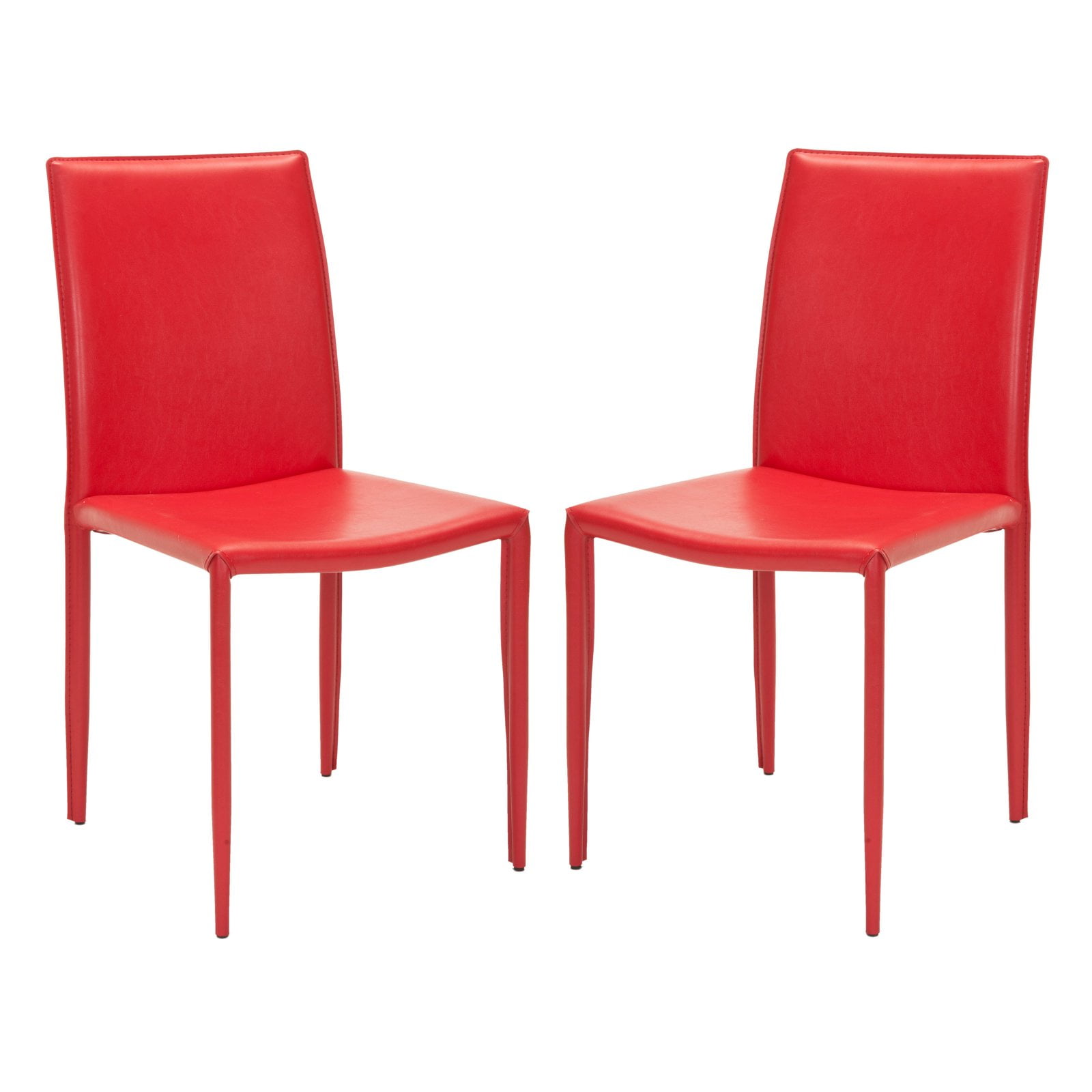 Safavieh Ken Dining Side Chairs - Red Leather - Set of 2 - Walmart.com