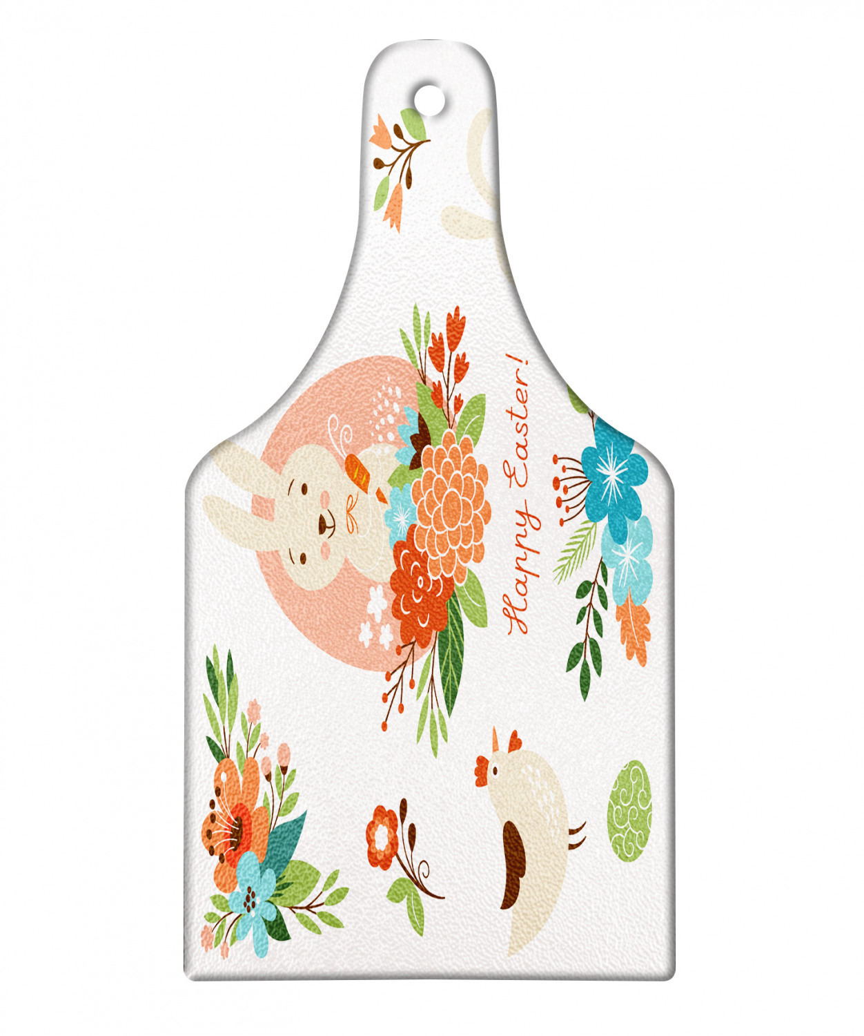 Easter Cutting Board, Cartoonish Happy Bunny Chicken Rabbit with ...