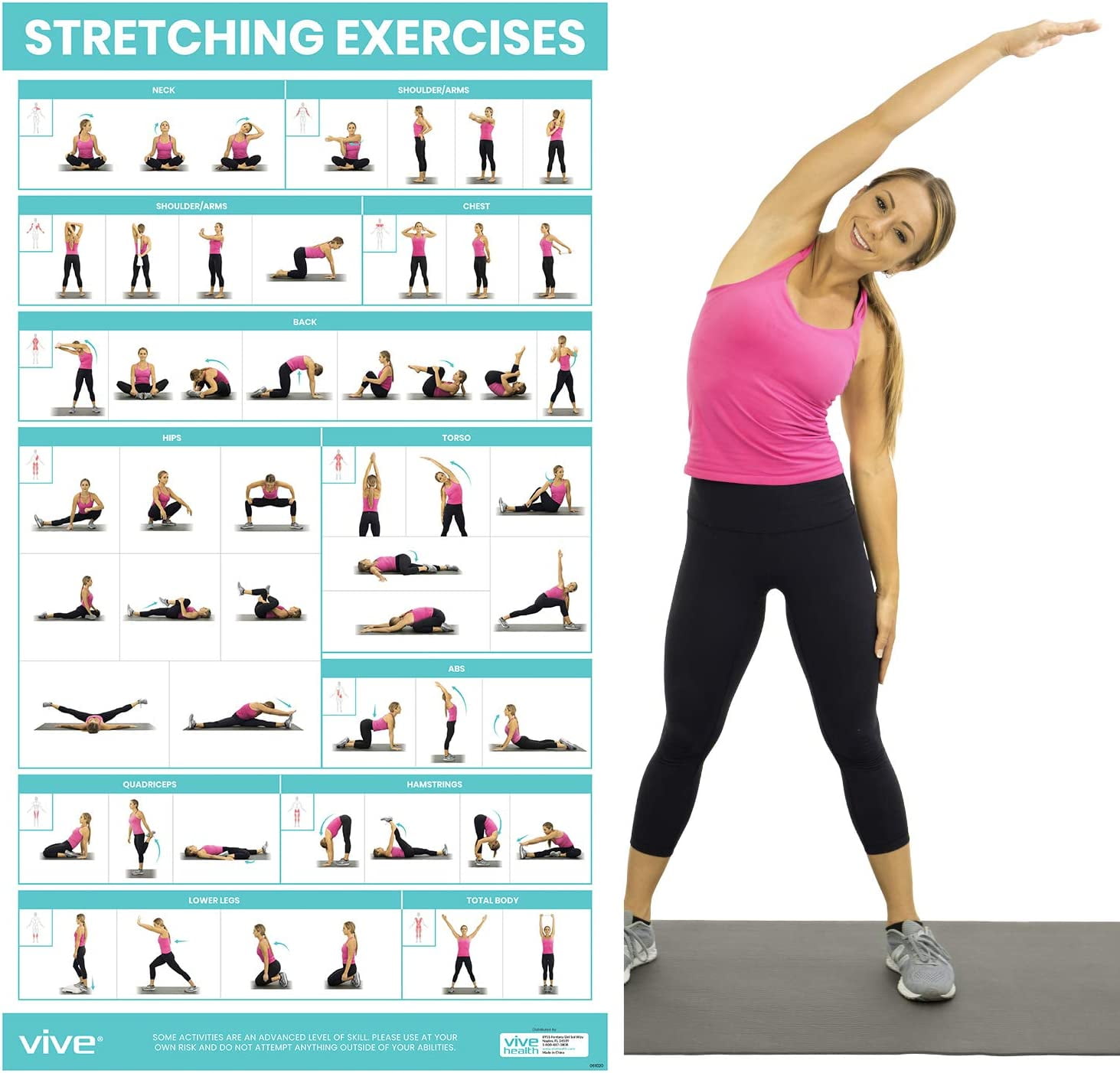 Workout Posters for Home Gym - 52 Streching Exercises Full Body Workout ...