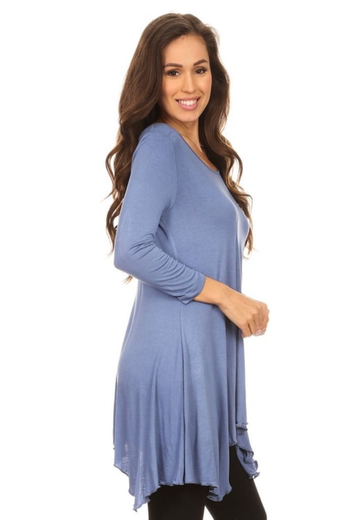 Yelete - Asymmetrical Tunic Top 3/4 Sleeve, Blue, Small - Walmart.com ...
