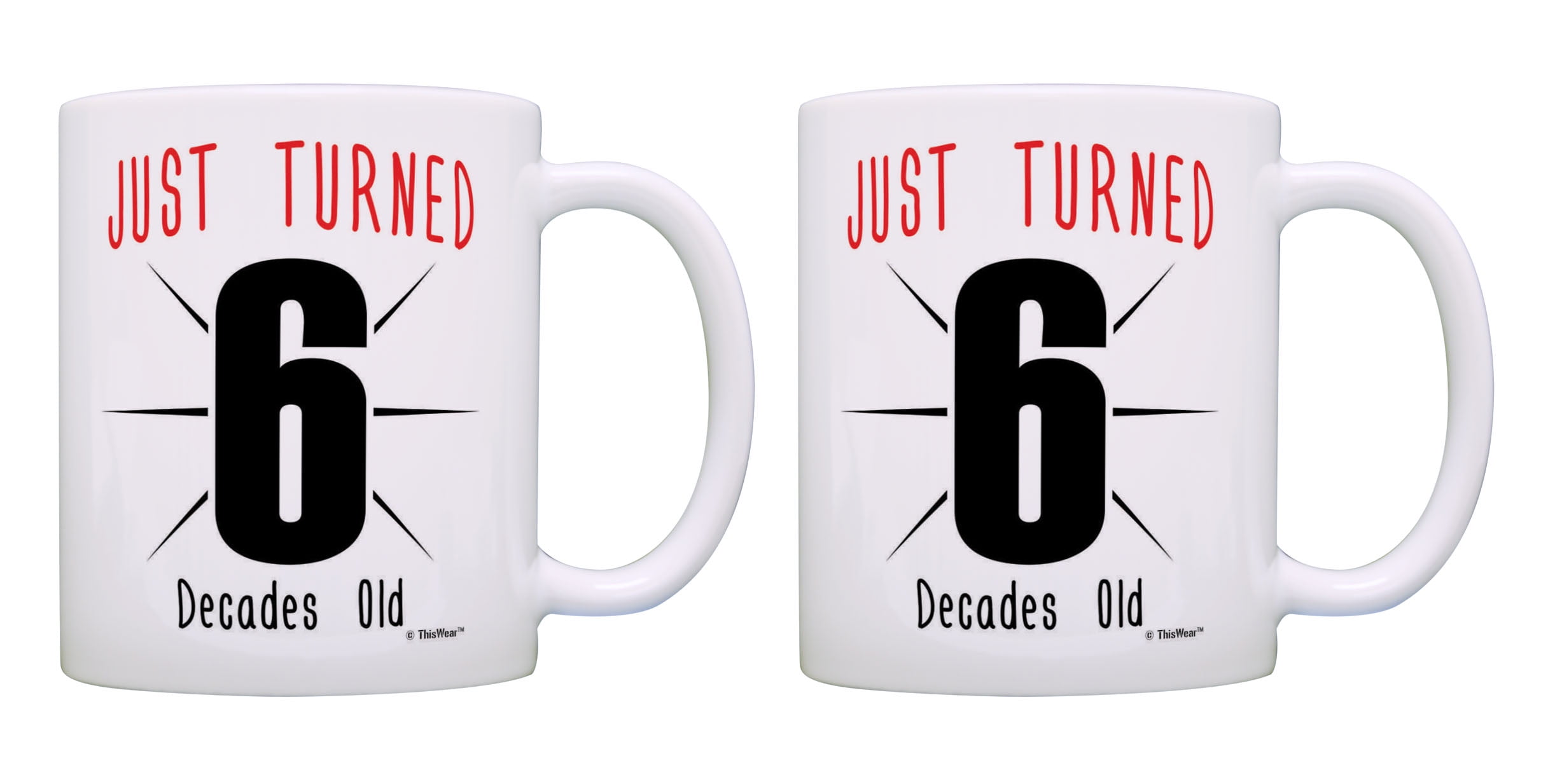 ThisWear 60 Birthday Gifts Just Turned 6 Decades Old 60th B-day Mug Set ...