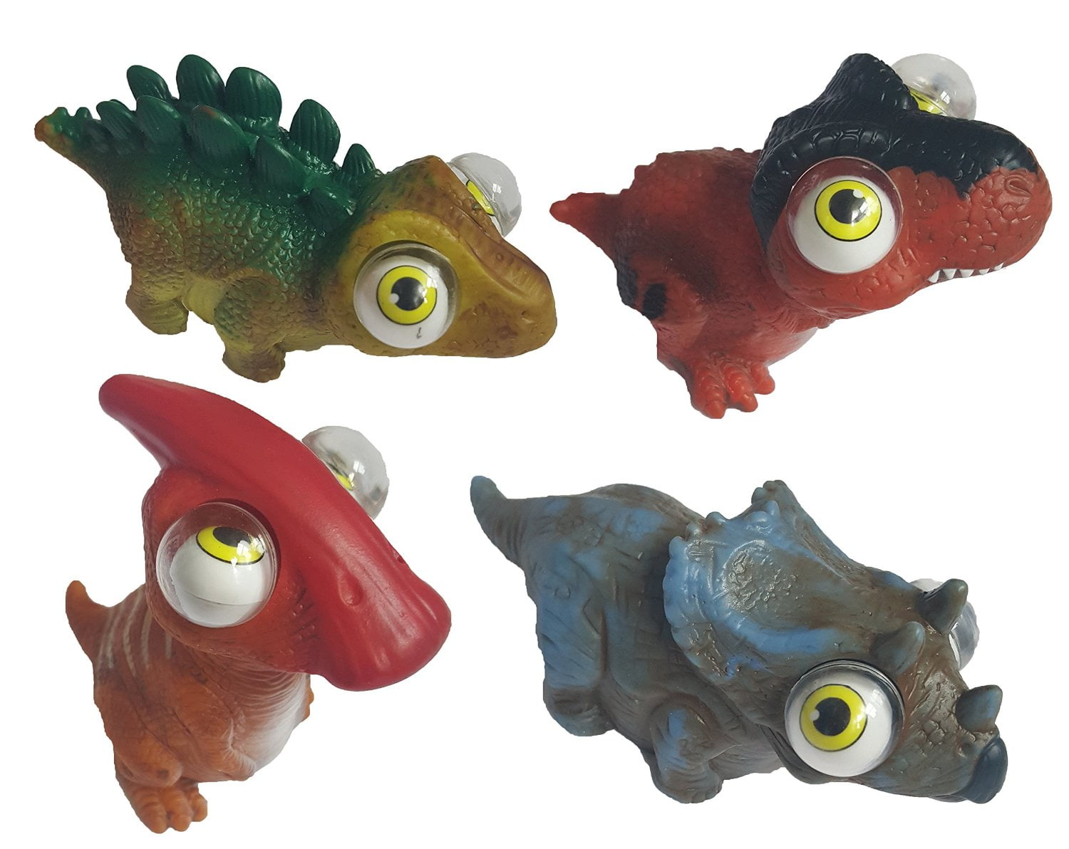 Dinosaur Assortment Squeeze N Pop Toys - Poppin Peepers - 4 Pack Dinos ...