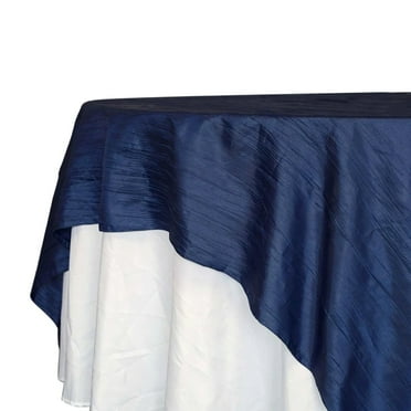 Efavormart 72"X72" Navy Blue Accordion Crinkle Taffeta Table Overlay, Square Tablecloth Topper ...