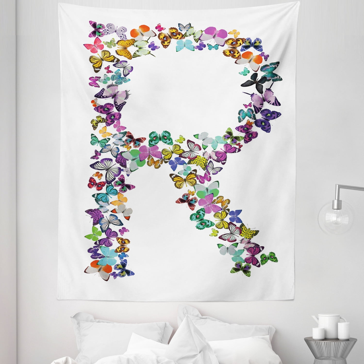 Letter R Tapestry, Assortment of Butterflies in the Shape of Uppercase ...