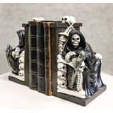 Gothic Grim Reaper Sitting On Skulls And Skeleton Bones Thrones ...