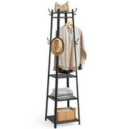 Chetwin White Wood 6 Hook Entryway Tree Coat & Hat Rack Organizer ...