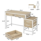 Tribesigns Solid Wood Computer Desk with 3 File Drawers and Storage ...