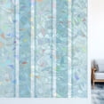 Mint Blue White Stripes Window Privacy Film, Lines Modern Vertical ...