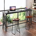 70.9'' Bar Table, Kitchen Dining Table with Power Outlet and Footrest ...