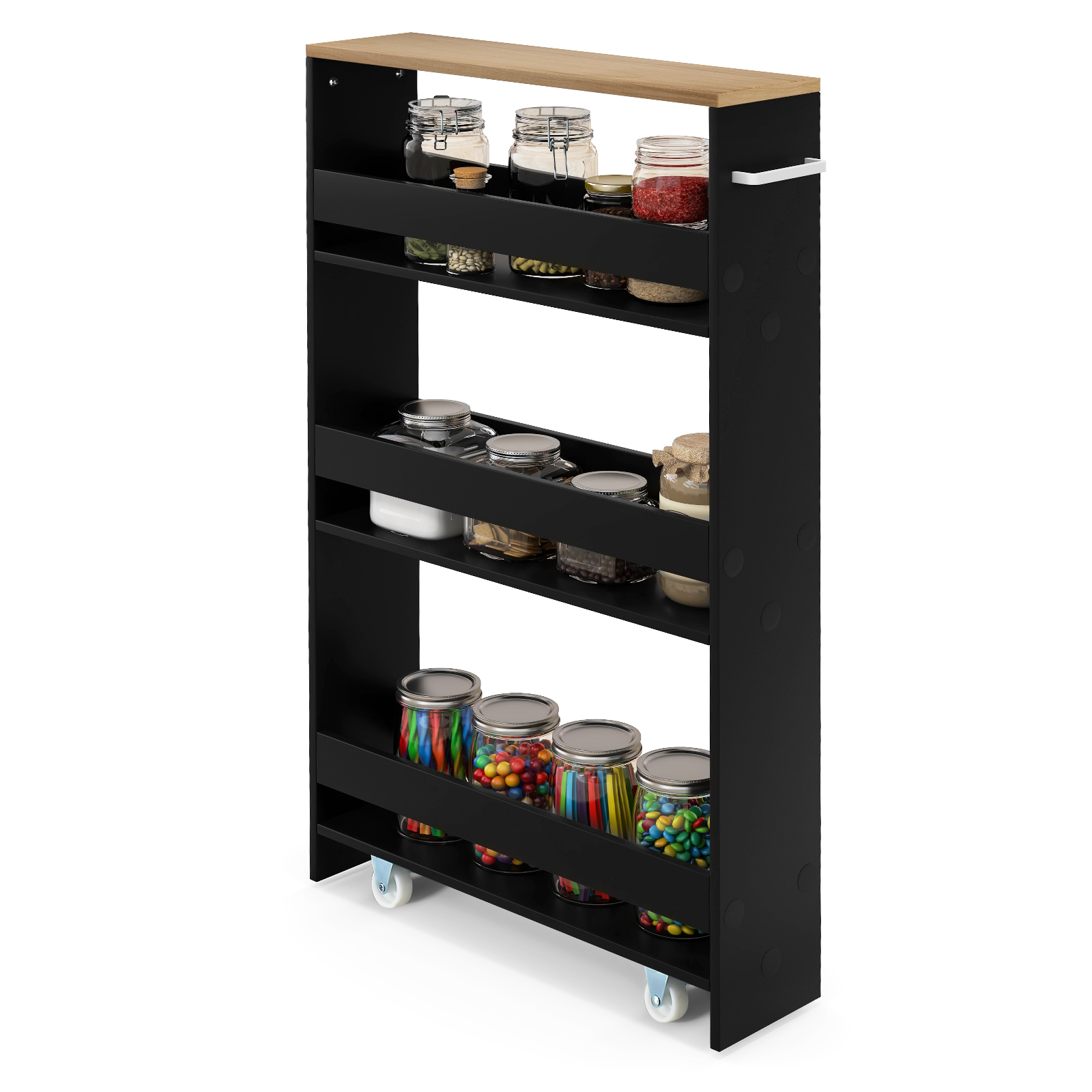 Costway Rolling Kitchen Slim Storage Cart Mobile Shelving Organizer ...