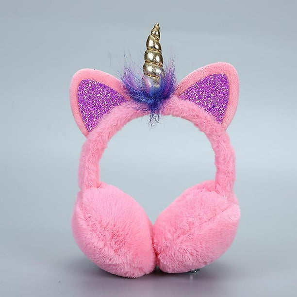 Orejeras de unicornio de peluche para niñas, orejeras con dibujos ...