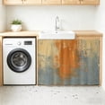 Abstract Art Cabinet Curtains 28" W x 35" L Orange Grey Wall Mottled ...