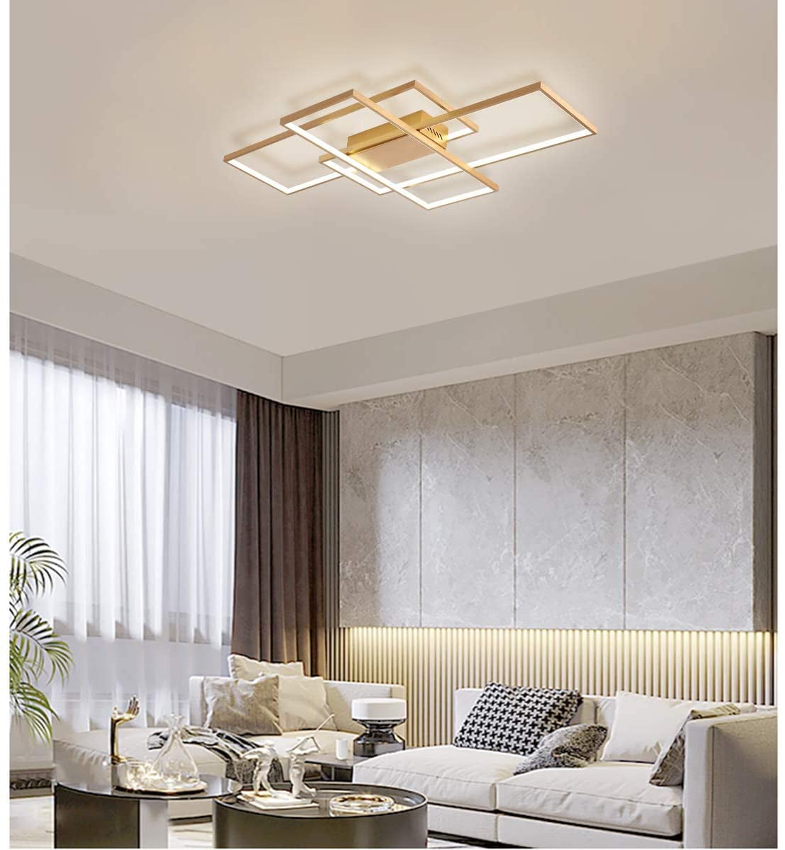 Buy Garwarm Dimmable Ceiling Light 50W,3 Square Gold LED Ceiling Light ...