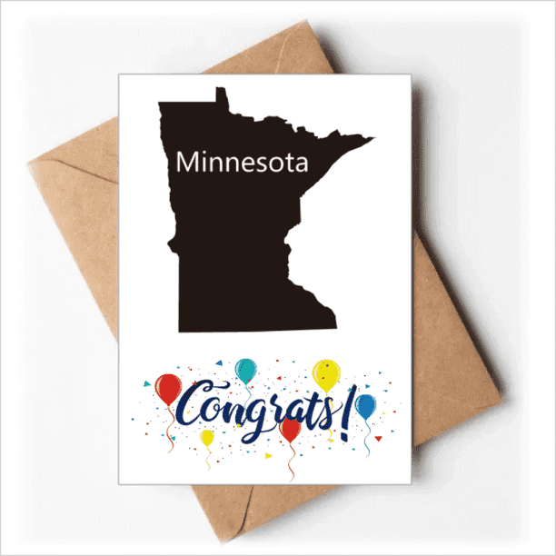 Minnesota America USA Map Outline Wedding Cards Congratulations ...