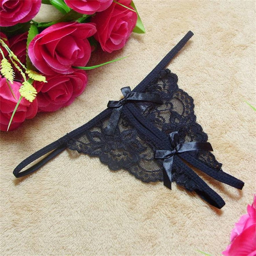 Women Lingerie Crotchless Lace Panties Butterfly Underwear T Back Thong