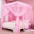 Available in four sizes, this four-corner bed canopy features polyester ...