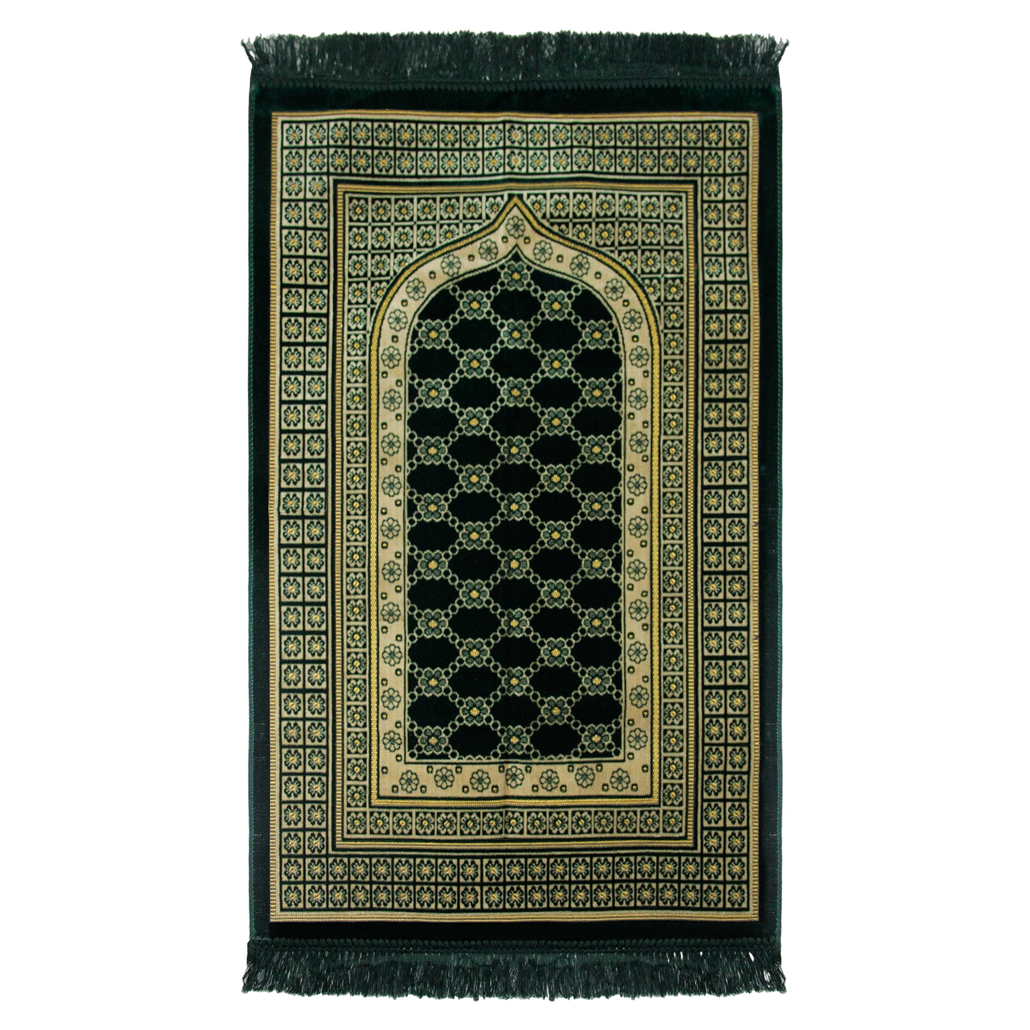 Green Lightweight Soft Turkish Prayer Rug Sajada Mat Janamaz Gold ...
