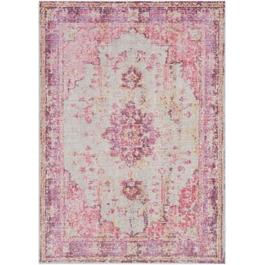 Mark&Day Area Rugs, 4x6 Everly Traditional Bright Pink Area Rug, Pink ...