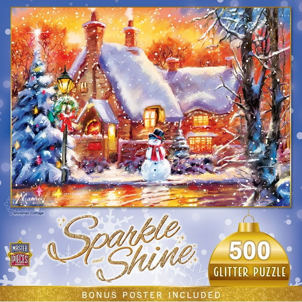 MasterPieces 500 Piece Glitter Christmas Jigsaw Puzzle - Snowman ...