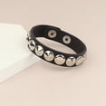 Spiked Studded Bracelet Black Leather Rivets Punk Bracelet Cuff Wrap ...