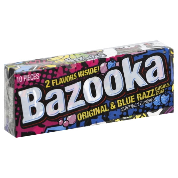 Bazooka Original & Blue Razz Bubble Gum, 10 pieces - Walmart.com ...