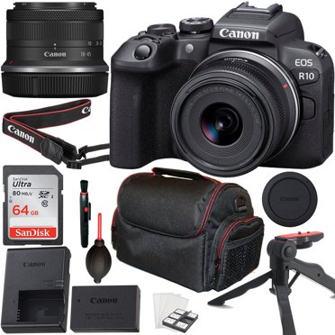 Canon EOS R10 Mirrorless Camera Bundle with 18-45mm Lens, 2x 32GB Cards ...