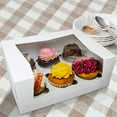 [18 Boxes and 18 Trays Pack] 9x7x3.5” White Cupcake Box with Window and ...