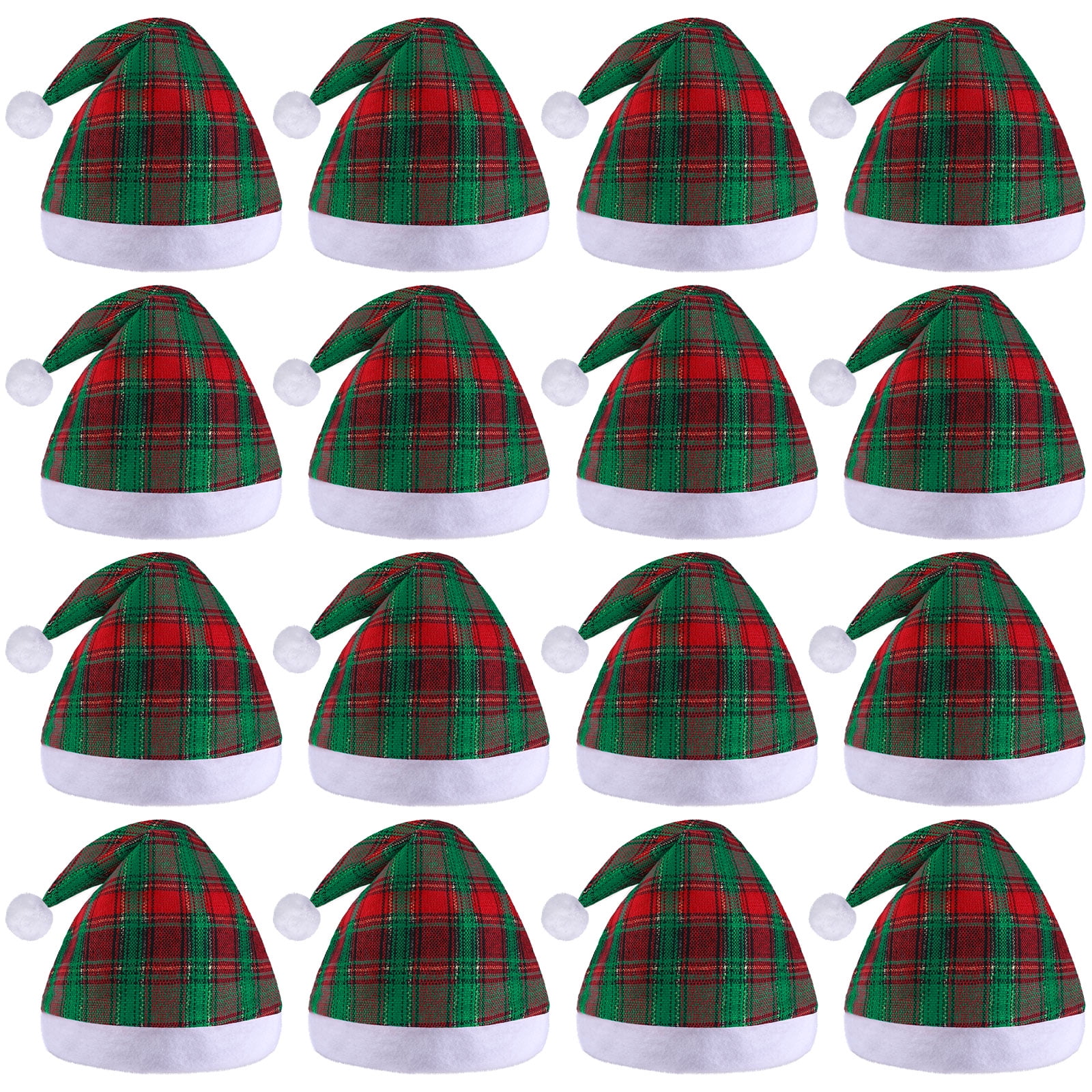 Fovths 16 Pack Christmas Santa Hats with White Cuffs Non-Woven ...