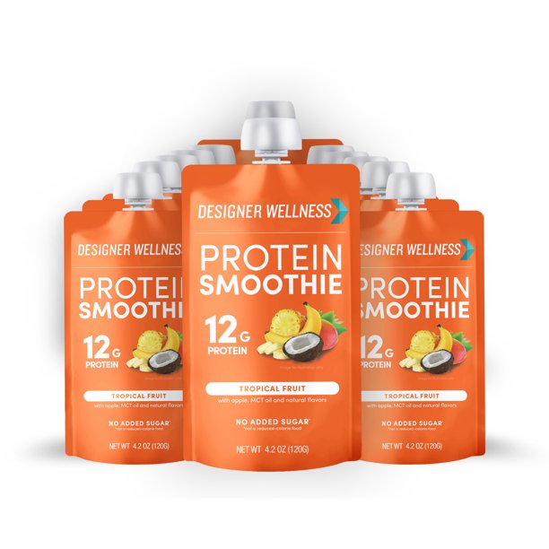 Designer Wellness Protein Smoothie, 12 Count Tropical Fruit, Real Fruit ...