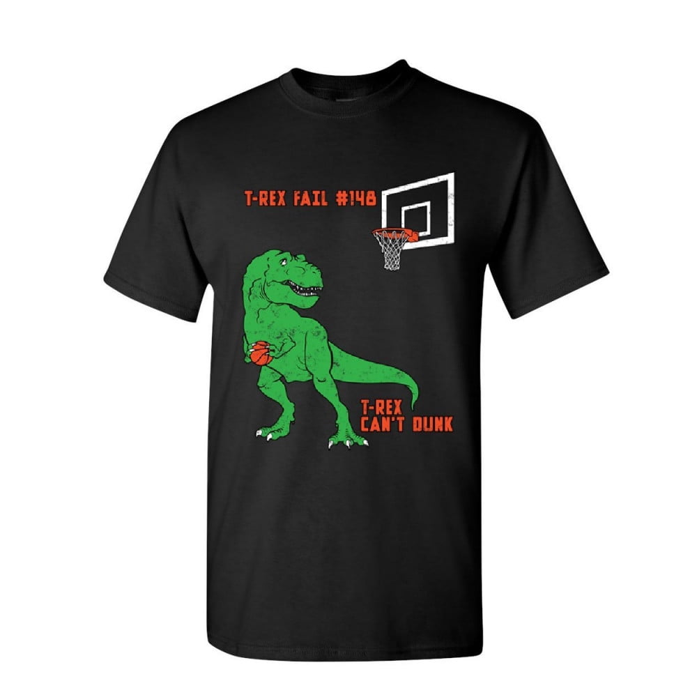 Tee Hunt T-Rex Can't Dunk Funny T-Shirt Basketball Tyrannosaurus Fail ...