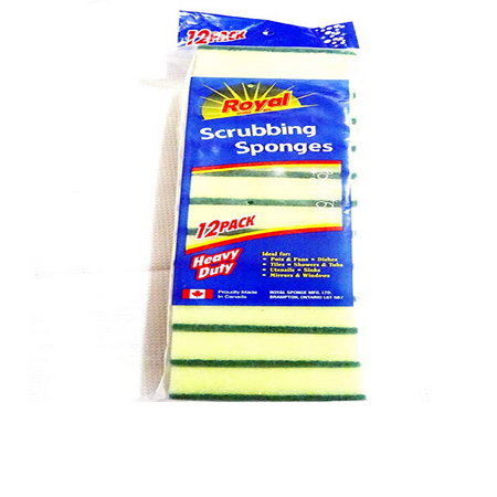 ROYAL SPONGE Scrubbing Sponges 12 Pack Heavy Duty Made in Canada 8 x 5. ...