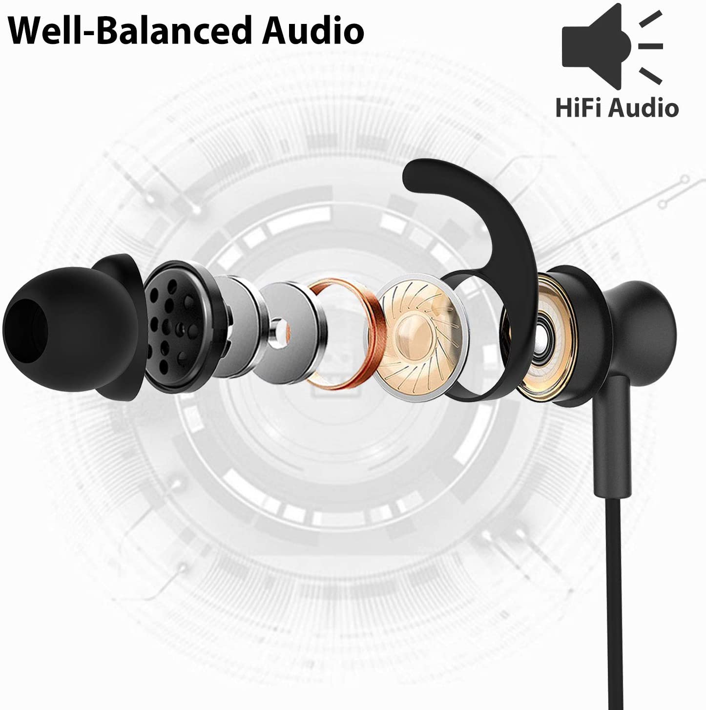 Avantree ME12 Sports Earbuds Wired with Microphone, Sweatproof Running ...