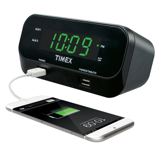 Timex Dual Alarm Clock with Dual USB Charging and Extreme Battery ...