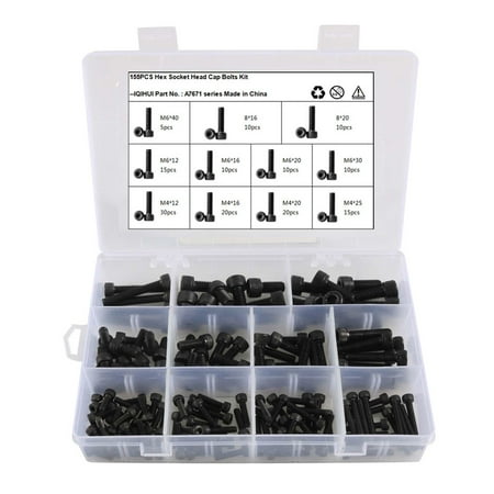 155 Pieces Hex Sockets Head Cap Screws M6 M8 with Storage Box Fasteners ...