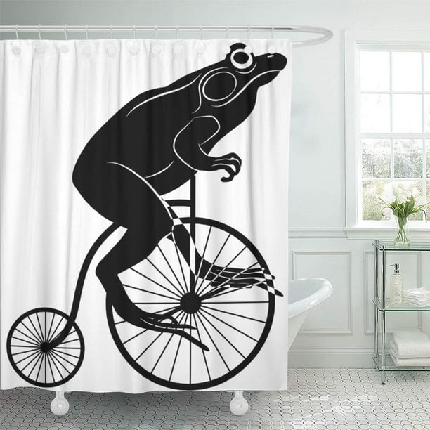 Cynlon Vintage Black And White Frog Toad On Bike Antique Bathroom Decor
