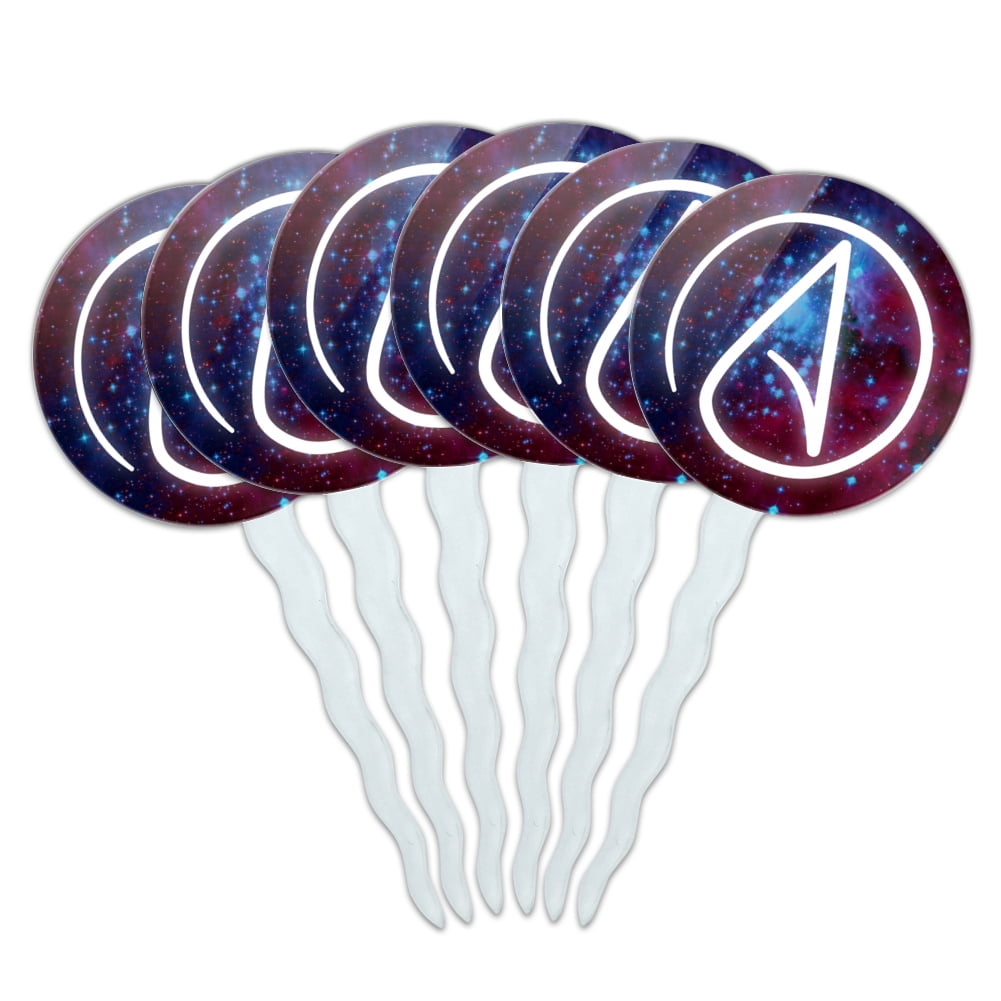 Atheist Atheism Symbol In Space Cupcake Picks Toppers Decoration Set of ...