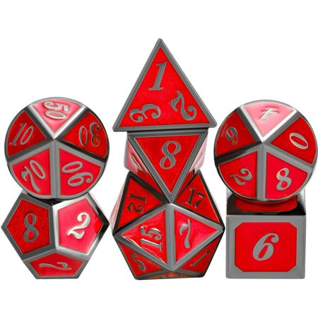 7 Die Metal Polyhedral Dice Set DND Role Playing Game Dice Set with ...