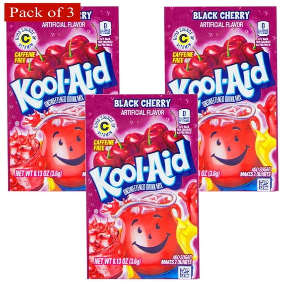 Kool-Aid Black Cherry Unsweetened Soft Drink Mix, 0.13-Ounce Envelopes ...