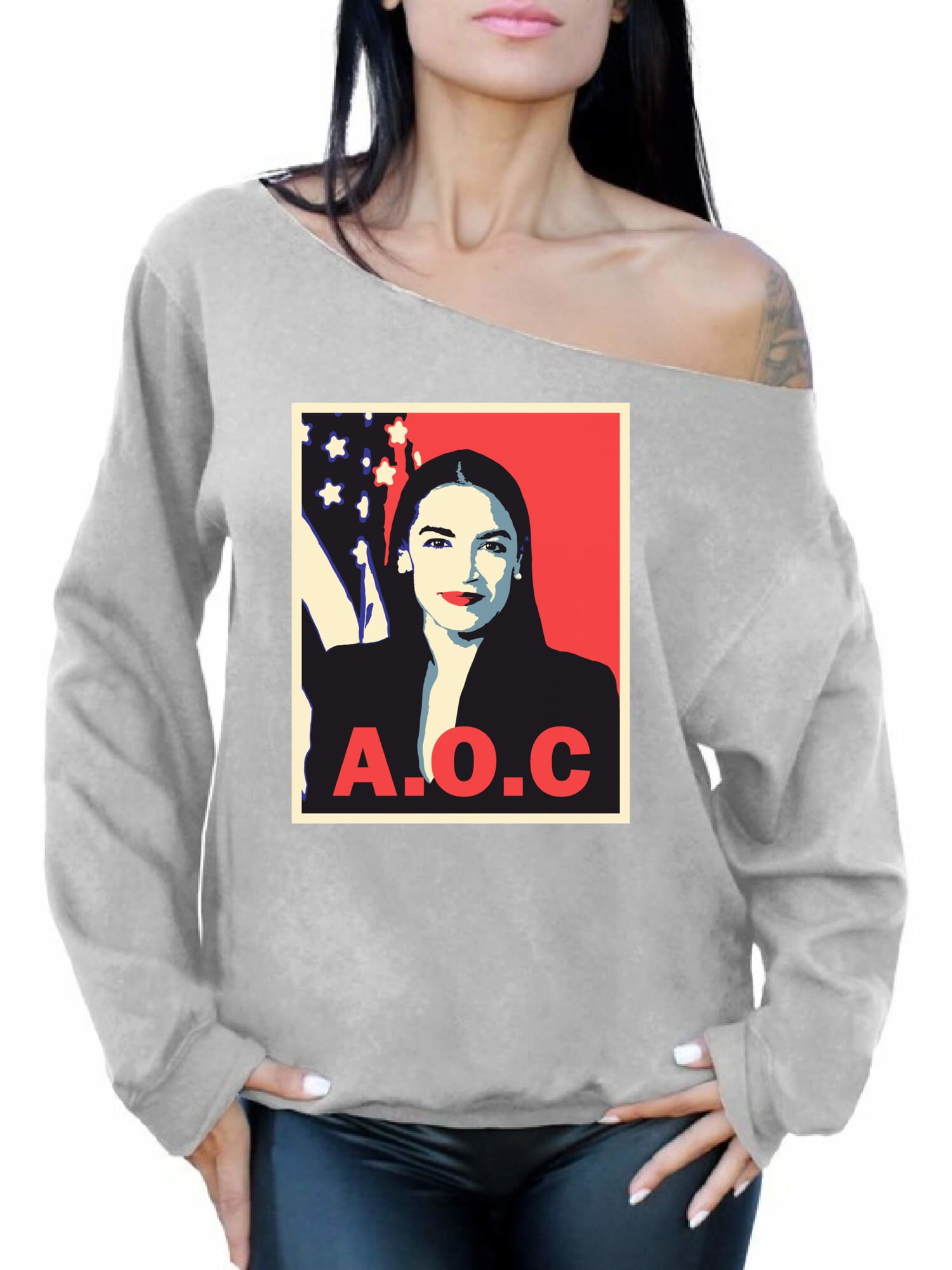 Awkward Styles AOC Off Shoulder Sweatshirt Ocasio Ladies Sweater Ocasio ...