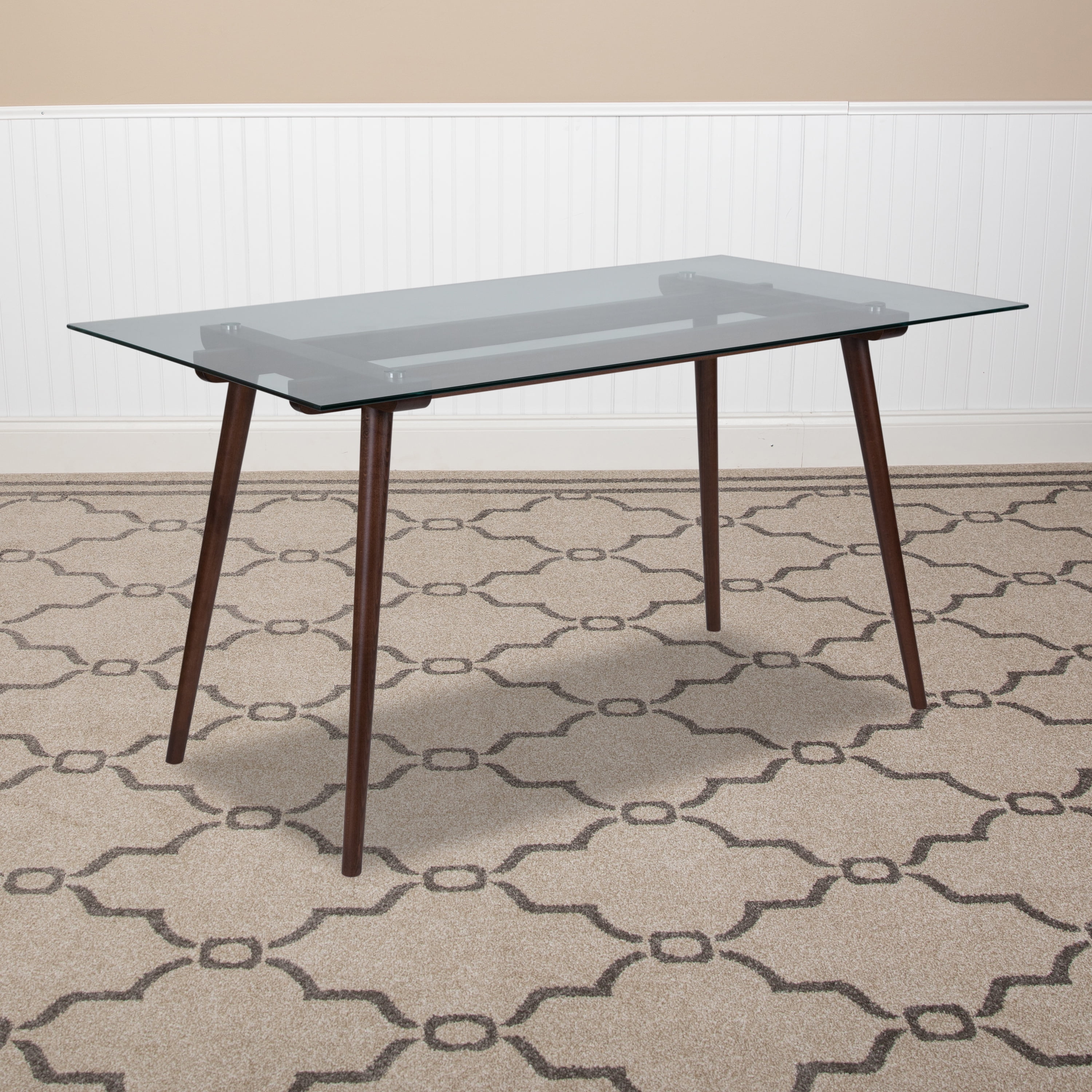 Flash Furniture Meriden 31.5" x 55" Rectangular Solid Walnut Wood Table ...