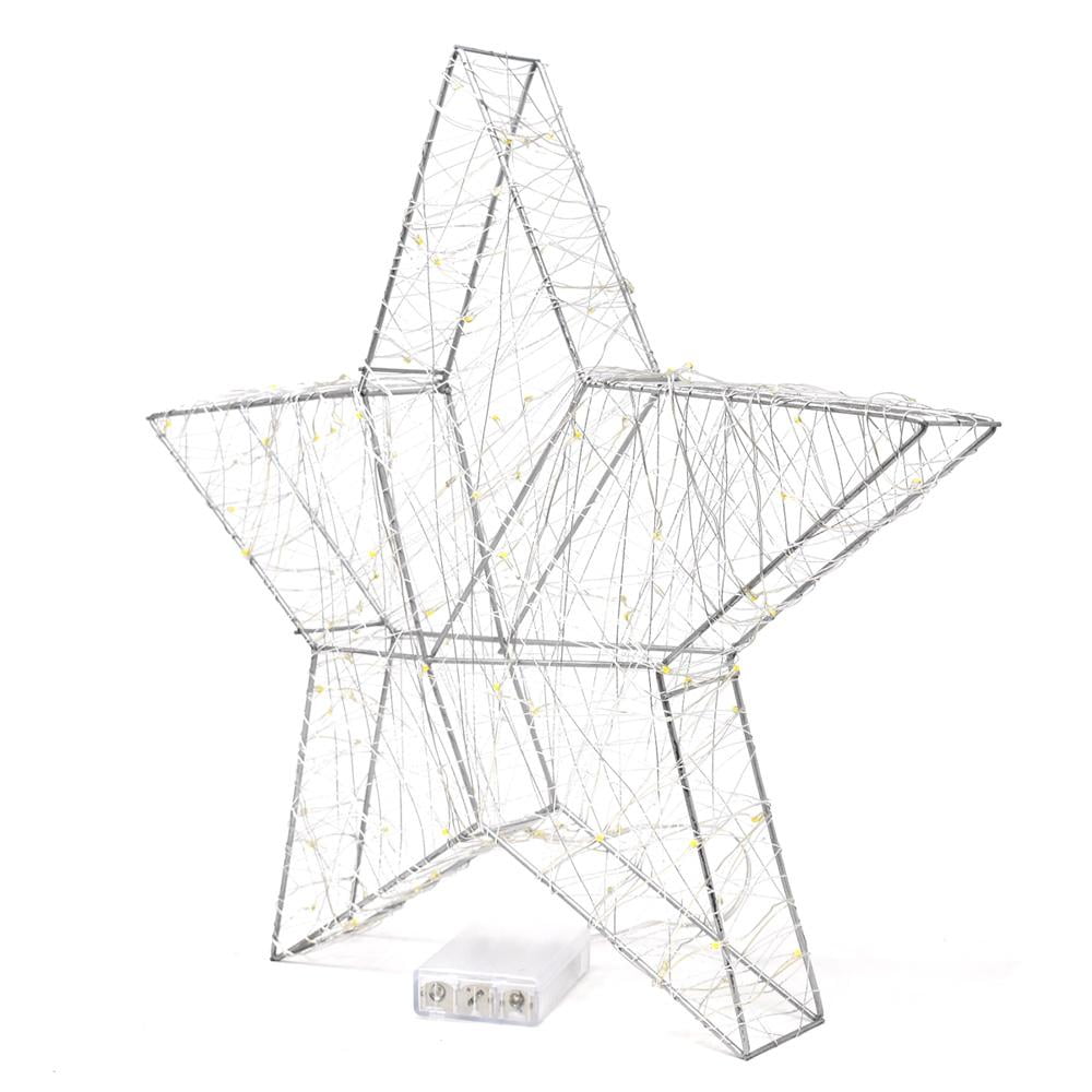 LED Metal Wired Christmas Star Stand, Silver, 15-Inch - Walmart.com ...