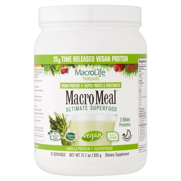 MacroLife Naturals MacroMeal Vegan Protein & Superfood Powder, Vanilla ...